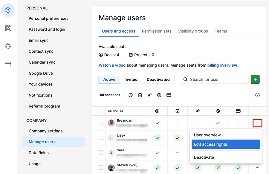Updating user information - Knowledge Base | Pipedrive